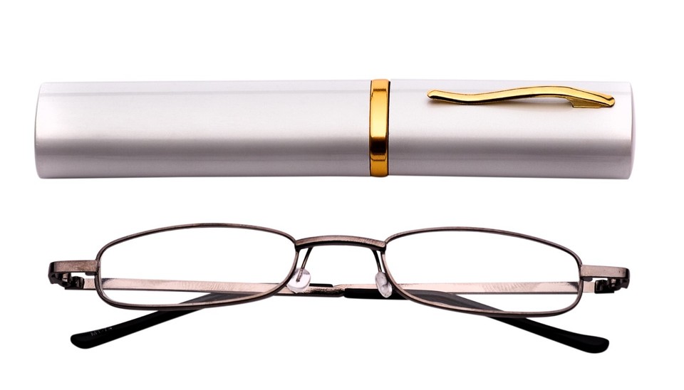 Pen Holder Grey Framed Pocket Reading Glasses with Clip on Case 3 ...