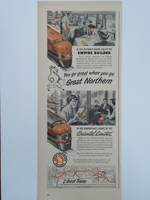 1949 vintage Great Northern railway print ad Go great when you go Great ...