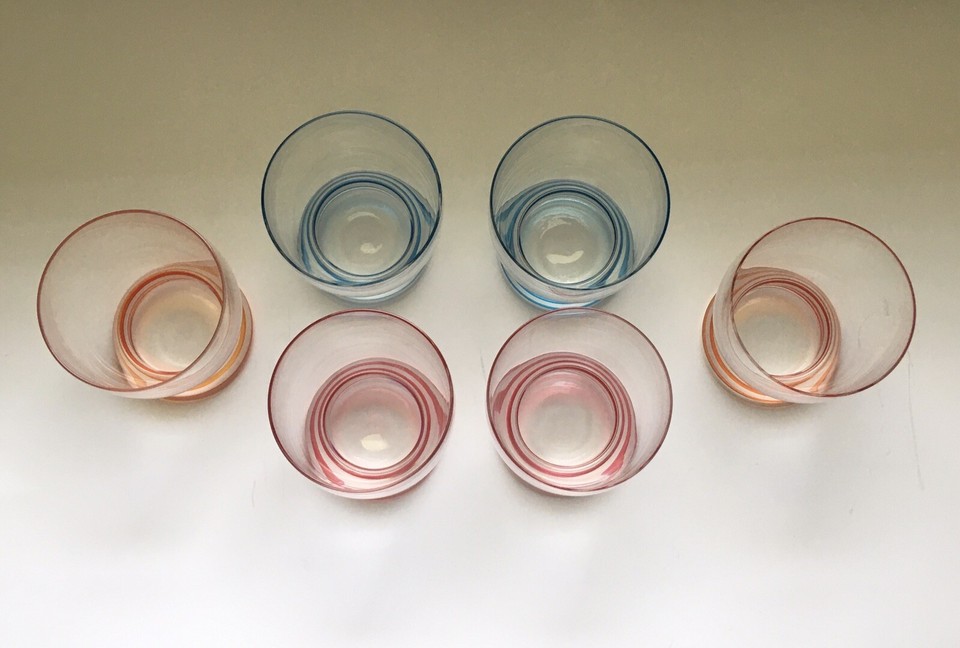 Vintage Swirl Art Glass Footed Rocks Glasses- Set Of 6 | eBay