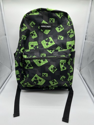 Minecraft Creeper School Backpack Book Bag 17" Boys Green & Black ...