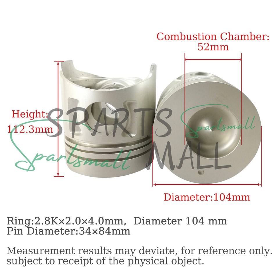 4PCS Piston + Piston Rings For Mitsubishi 4D32 4D32T Engine 52mm STD ...