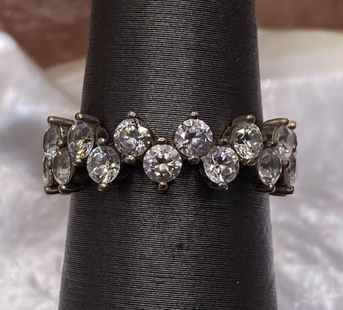 DESIGNER STERLING SILVER AND CLEAR CZ CLUSTER BAND RING SIZE 6 | eBay