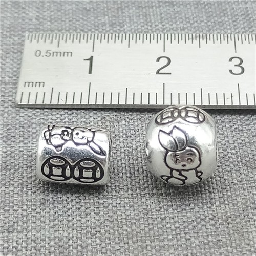 2pcs of 925 Sterling Silver Rabbit Bunny Barrel Bead w/ Coin for Easter ...