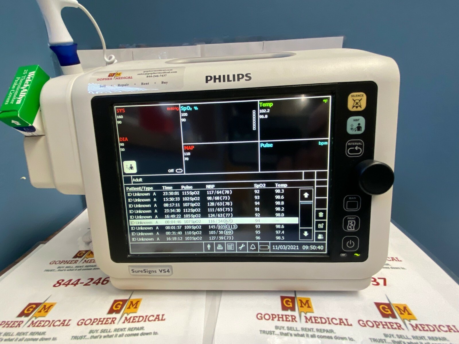 Philips SureSigns VS4 Vital Signs Monitor w/ Accessories Certified ...