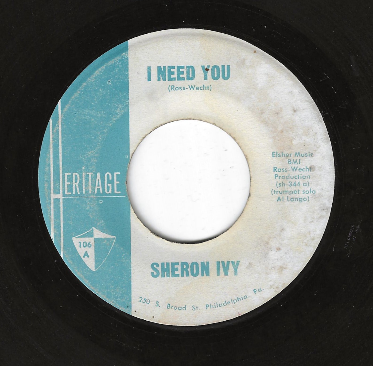 SHERON IVY/GROUP 45RPM '61 HERITAGE I NEED YOU AWESOME DOO WOP BALLAD ...