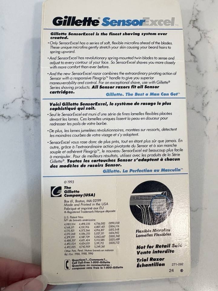 Vintage Gillette Sensor Excel Razor New in Packaging 1993 Made In USA ...