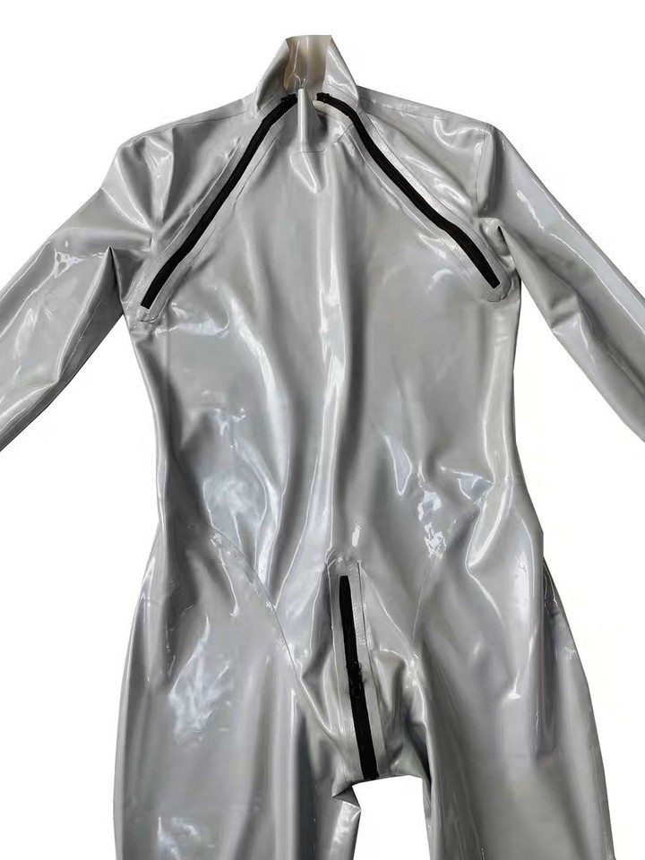Latex Fetish Catsuit Neck Entry Full Body Rubber Bodysuit Shoulder ...