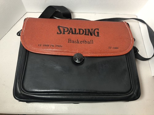 SPALDING BASKETBALL BRIEFCASE ATTACHE LEATHER CASE RARE! TF-1000 ZK PRO ...
