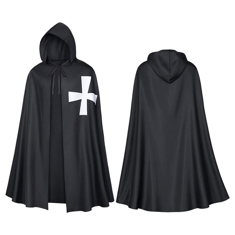 Unisex Medieval Templar Knight Crusader Hooded Cloak Cape Cosplay ...