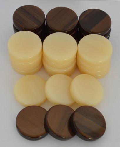 30 Acrylic Backgammon Checkers - Chips Brown & Ivory 1.4 inches - High ...