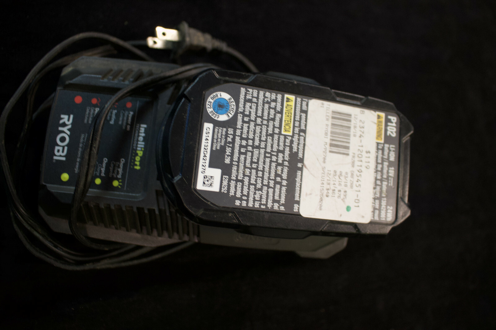 Ryobi P102 Li-ion 18V 24Wh Battery and P118 Charger | eBay