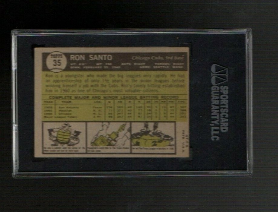 Ron Santo 1961 Topps Rookie Card autographed SGC Certified Chicago Cubs ...