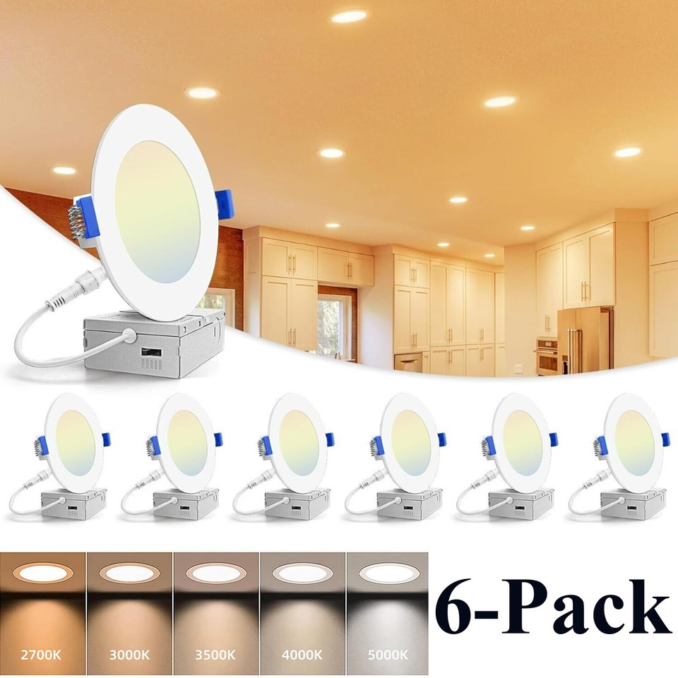 12W LED Recessed Light 5CCT 6 inch Ultra-Thin Dimmable Ceiling Lamp ...