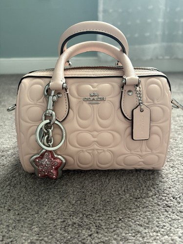 Coach Mini Rowan Crossbody Bag Signature Leather Blush w/Bag Charm | eBay