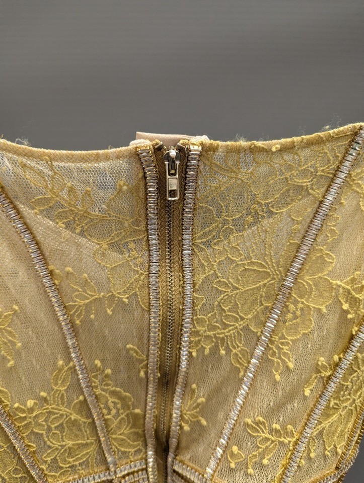 Women's MITHRIDATE Gold Jewelled Sheer Lace Bodice Top Size S - B83 ...