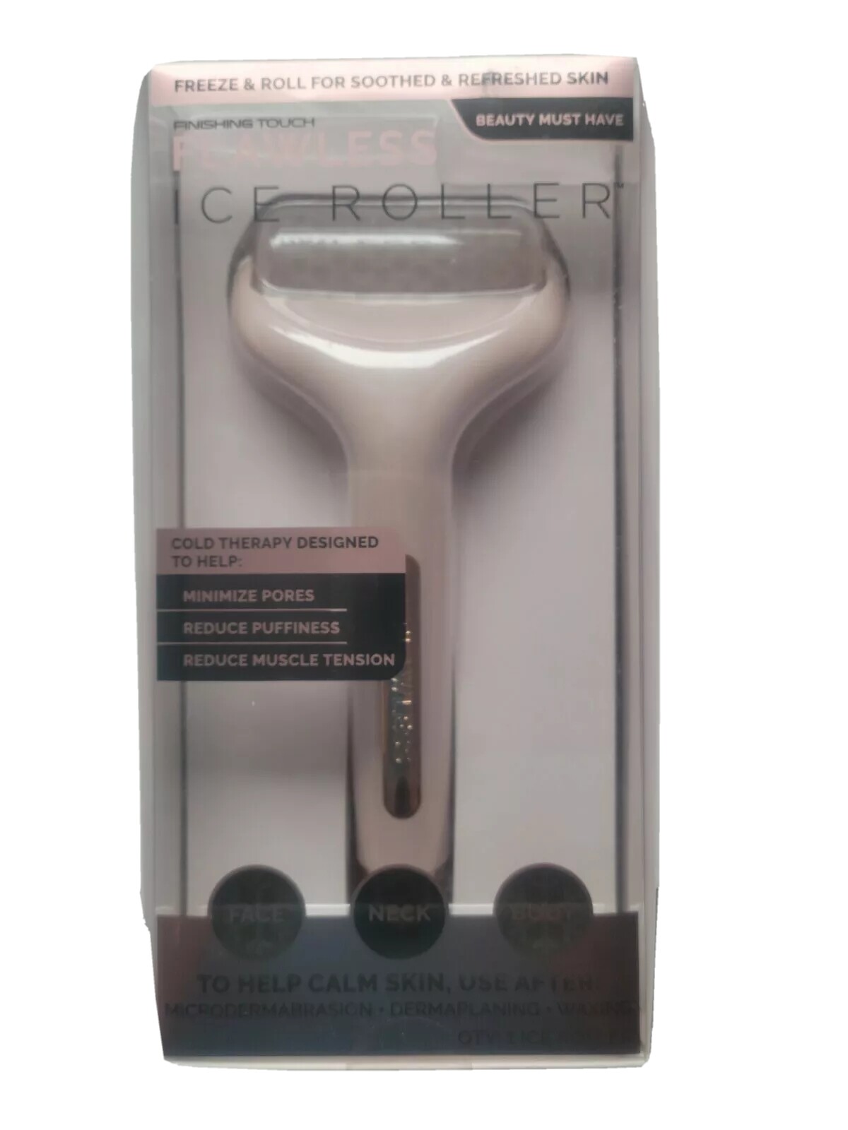 Finishing Touch Flawless Facial Massage Ice Roller Freeze Roll Minimize ...