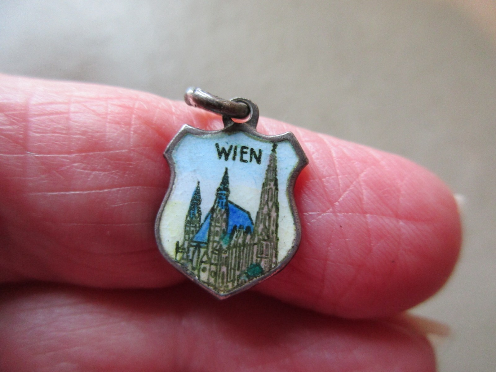 ANTIQUE VINTAGE GERMAN SILVER ENAMEL WIEN AUSTRIA CHU… - Gem