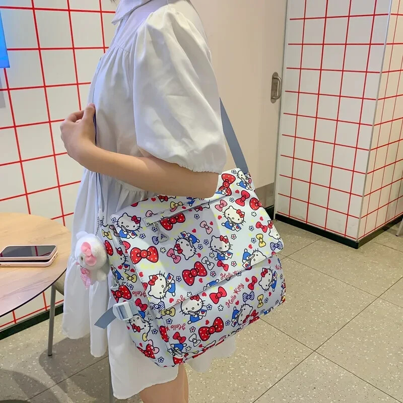 Hello Kitty Campus Messenger Bag Purple Cartoon Logo Flap JK School ...