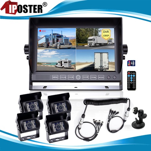 7" Quad Monitor DVR 1080P AHD Backup Camera 32GB Suzy Cable for Truck ...