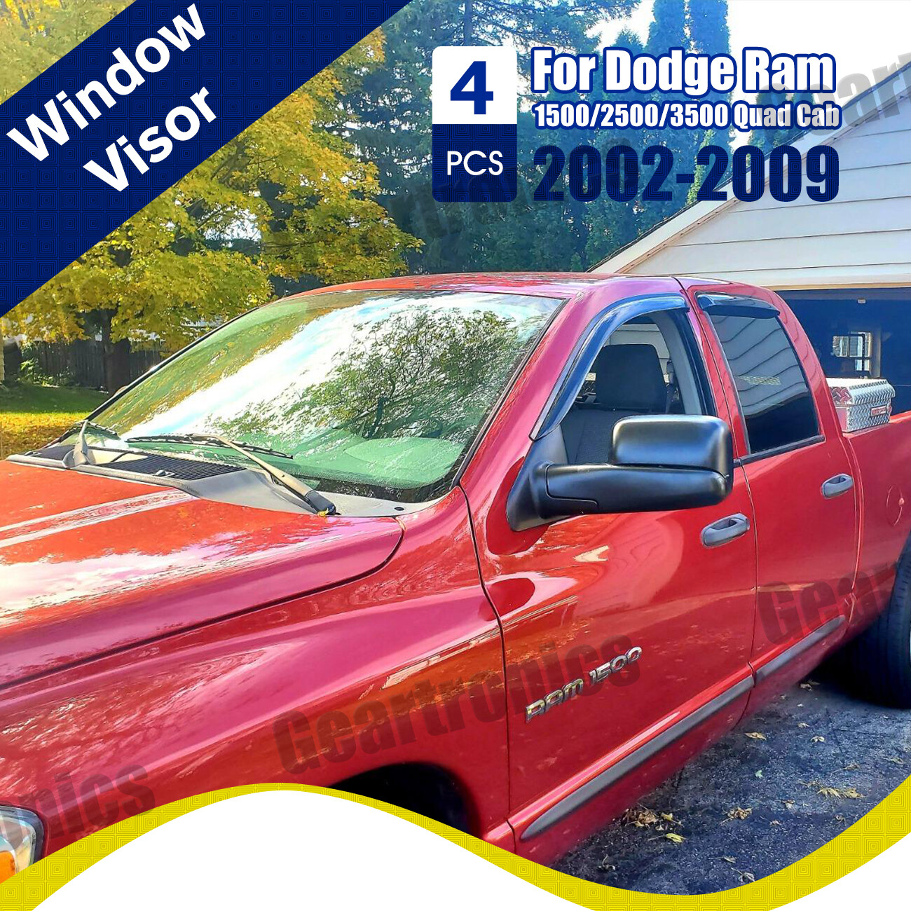 For 2002-2008 2009 Dodge Ram 1500/2500/3500 Window Vent Visors Shade ...