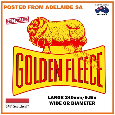 VINTAGE GOLDEN FLEECE GASOLINE PETROL DECAL STICKER LARGE 240 MM WIDE ...