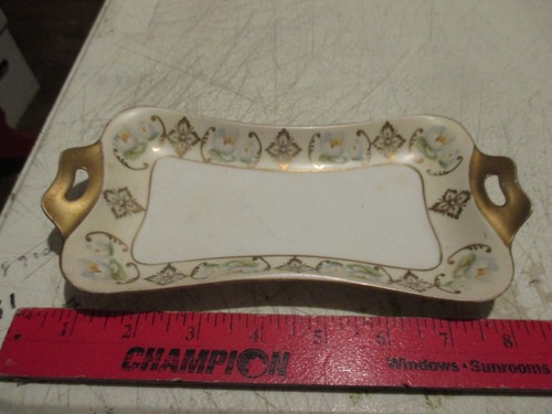 Regina Ware Germany Bone China Hand Painted Blue Lily Gold Rectangle ...