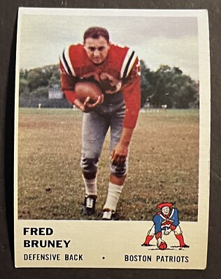 1961 FLEER FOOTBALL #183 FRED BRUNEY BOSTON PATRIOTS @ SOFT CORNERS 2 ...