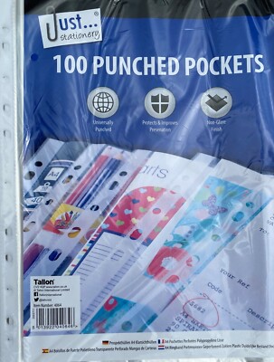 A4 Clear Plastic Punched Pockets Folders Filing Wallets / Sleeves 40 ...