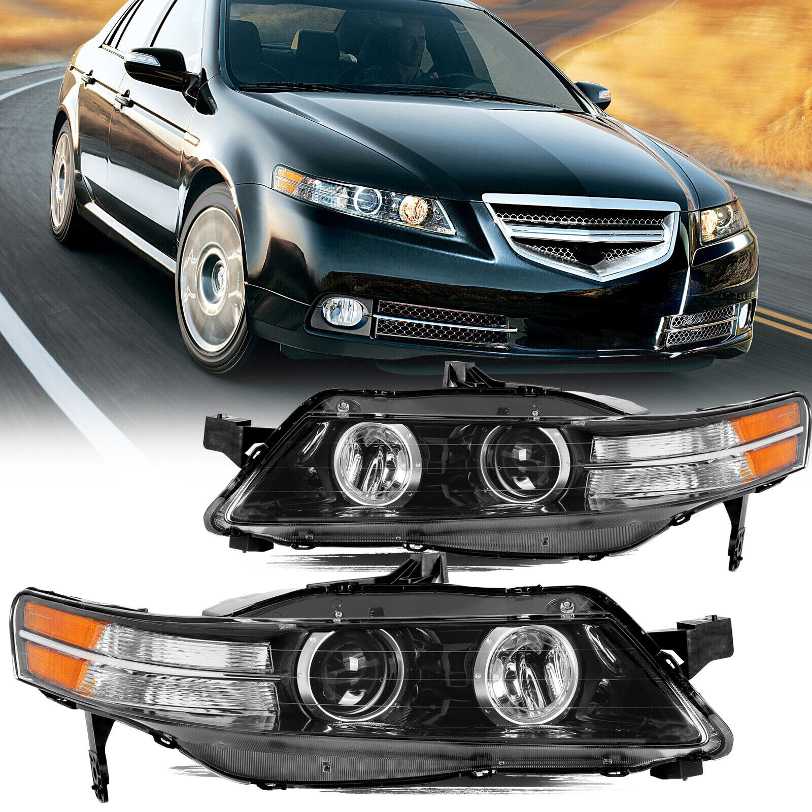 For 2004-2008 Acura TL Type-S Model HID Xenon Headlights Assembly Pair ...