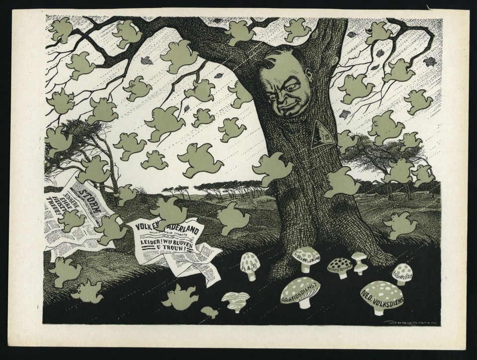 Leaflets Tree with Nazi Head 1945 Dutch Anti-Nazi Political Print | eBay