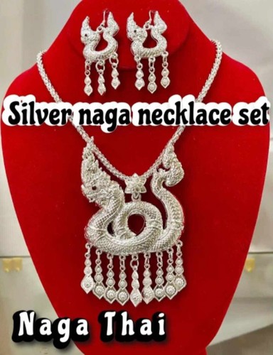 Set Naga Necklace Pendant Earrings Vintage Dragon Talisman Thai Amulet ...