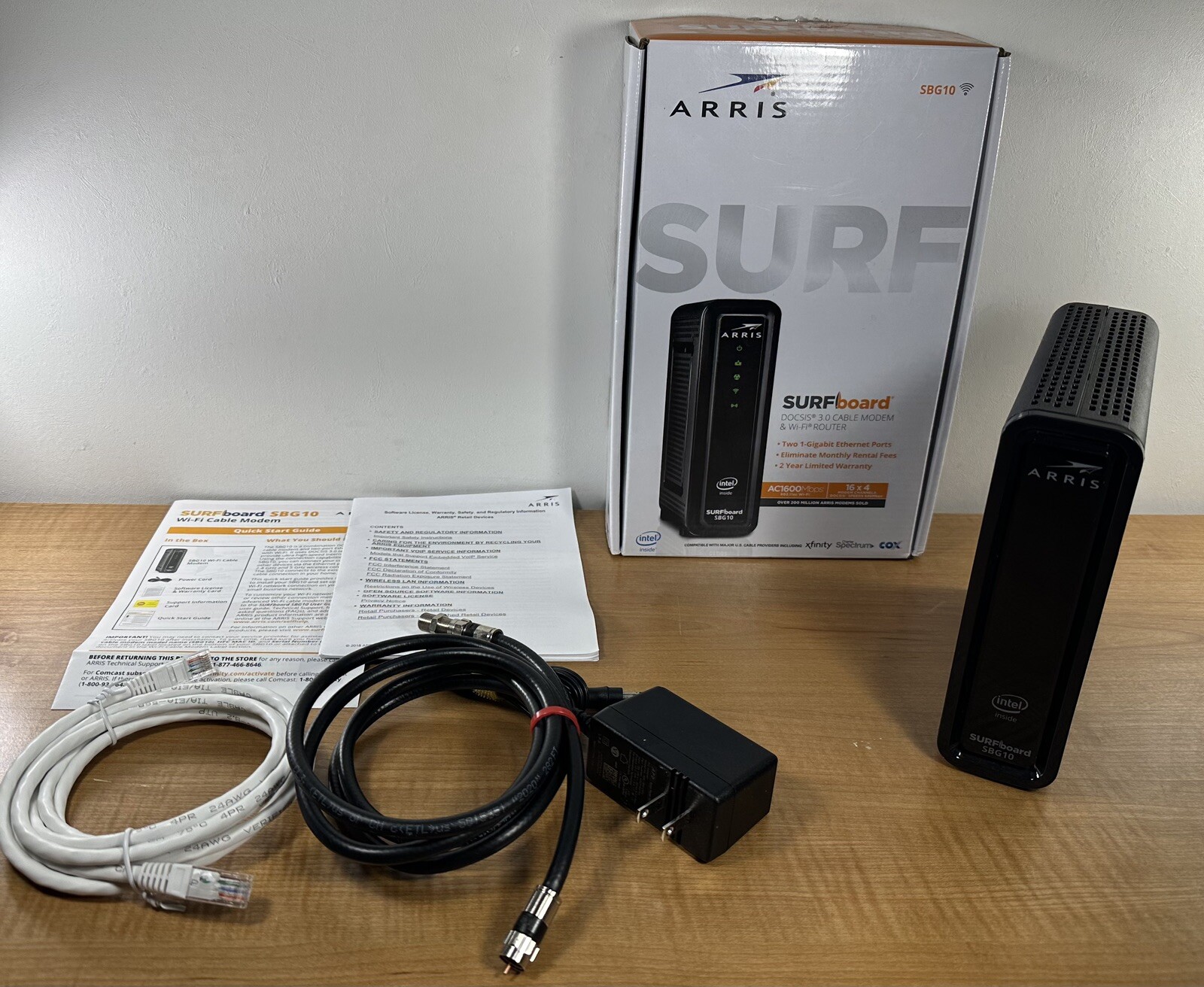 ARRIS SBG10 SURFboard AC1600 Dual-Band Cable Modem Router + Cables | eBay