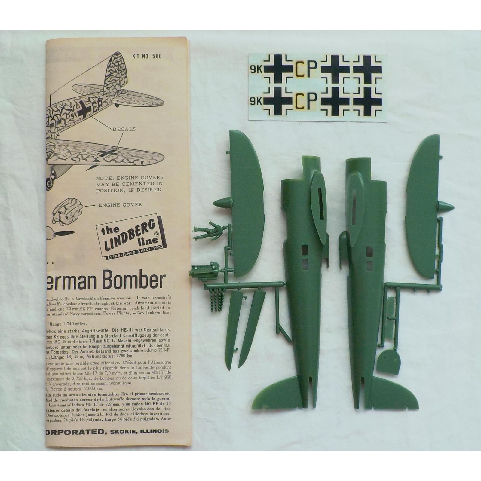 Lindberg Heinkel He-111 Blitz Bomber 1:64 580 Model Kit 1967 | eBay
