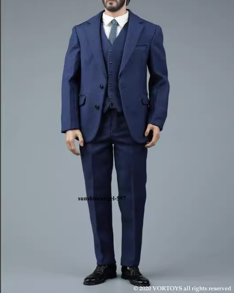 VORTOYS 1/6 V1022B Blue Gentleman Suit Set For 12'' Male Action Figures ...