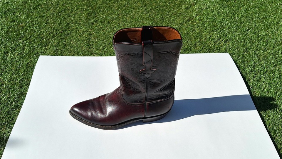 Lucchese Roper 100% Leather Cowboy Boots In Black Cherry Size 10D | eBay
