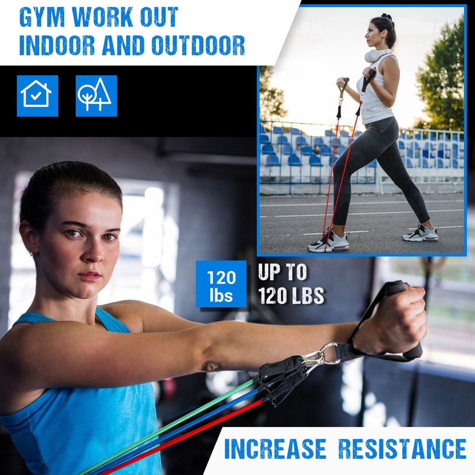 Resistance Band Set - Short & Long Stackable Exercise Bands for Fitness ...