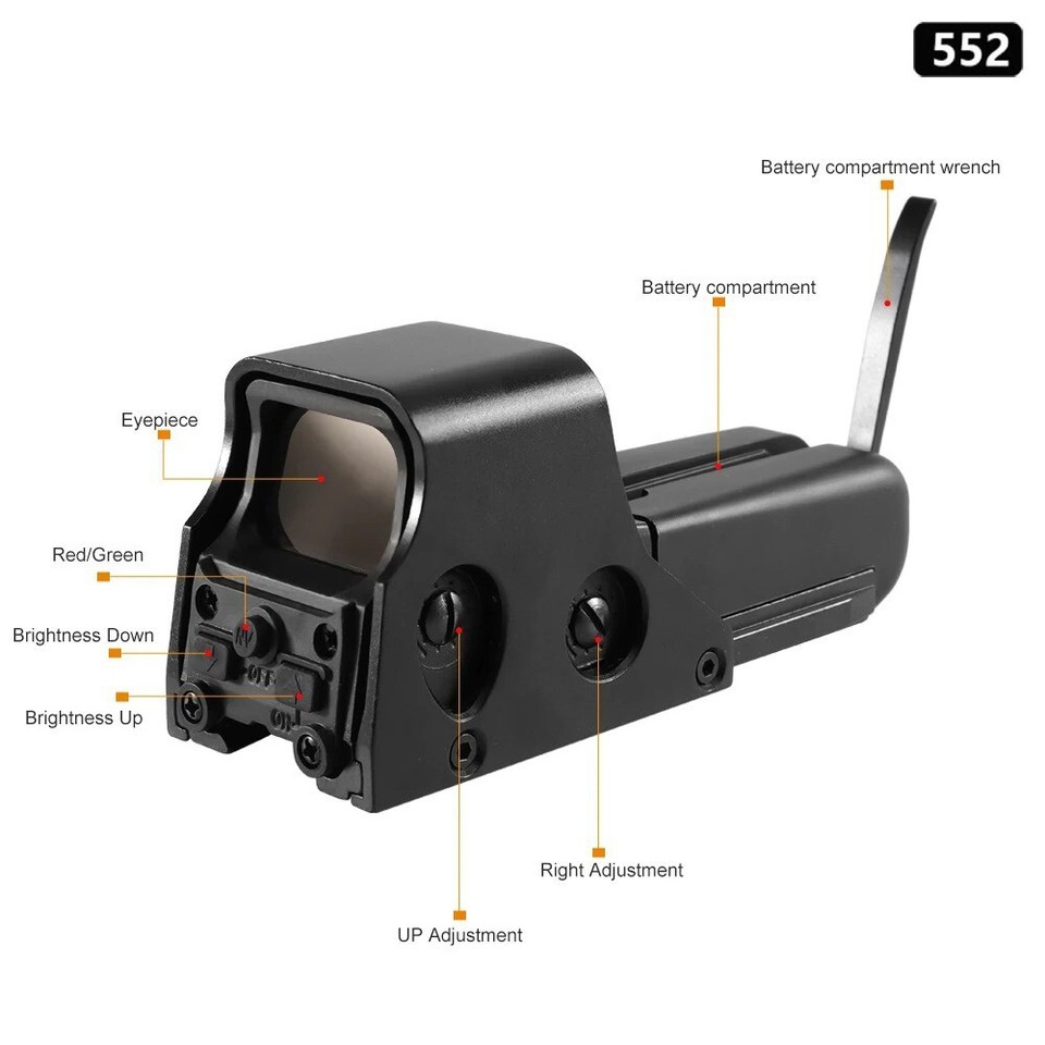 551 552 553 Red Green Dot Holographic Reflex Sight Scope Tactical Hunt ...