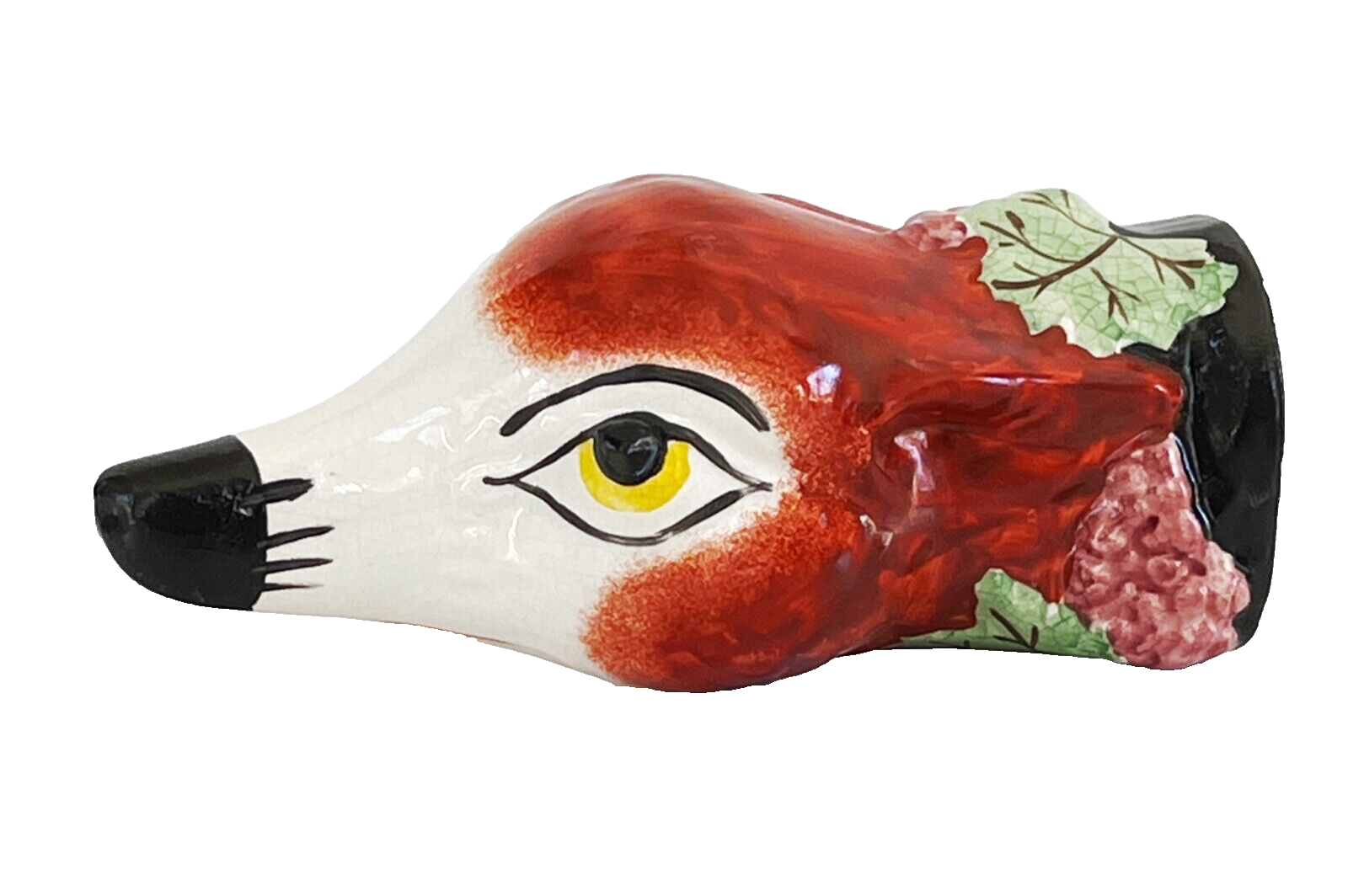 Antique 19thC Hand-Painted Porcelain Fox-Head Stirrup Cup With Grape ...