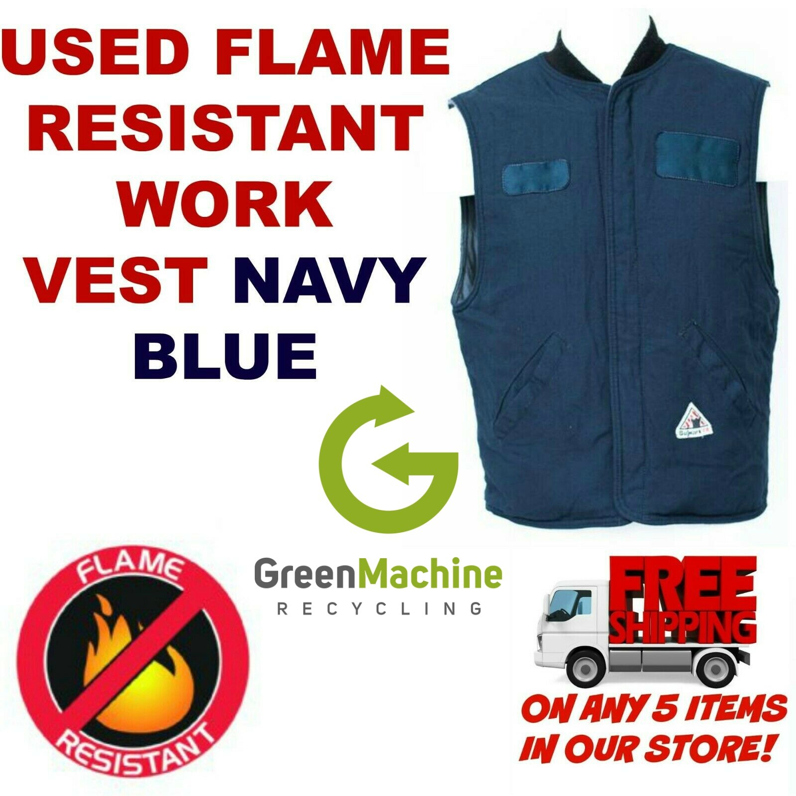 Used Flame Resistant FR Work Vest Cintas, RedKap, Unifirst, G&K | eBay