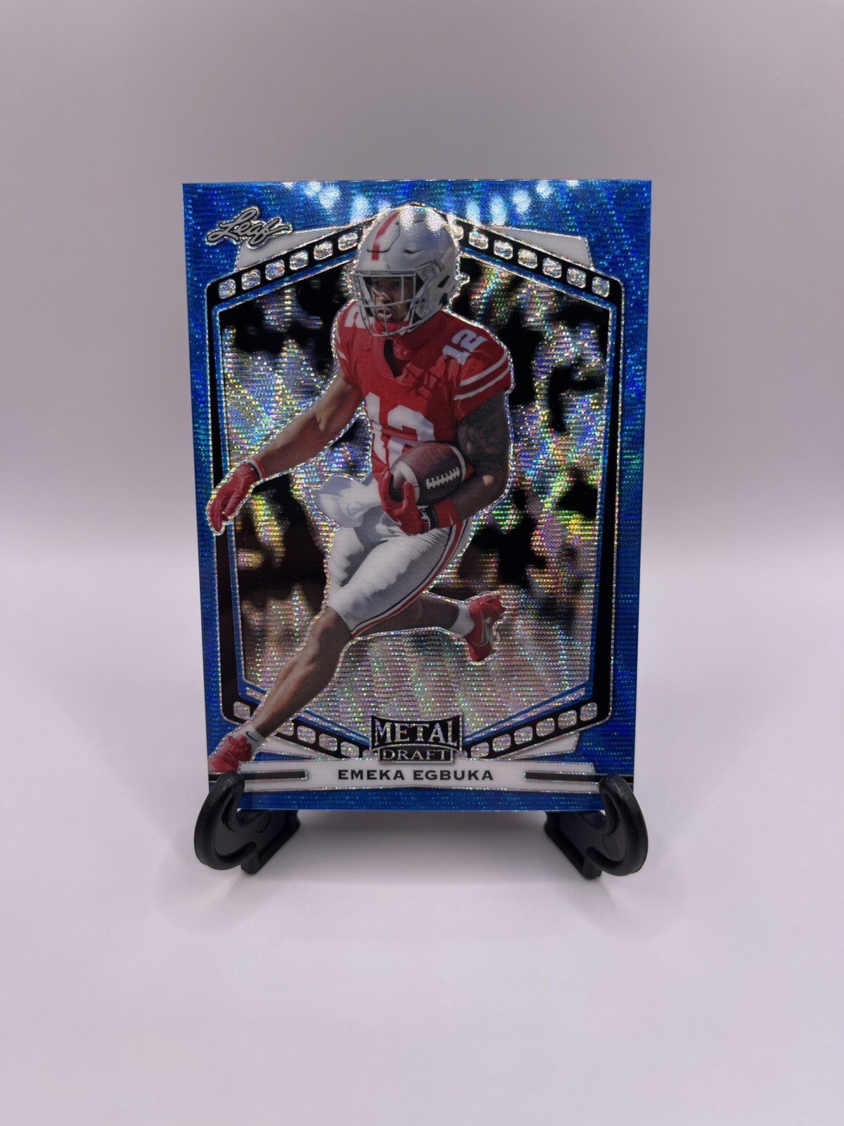 Emeka Egbuka 2022 Leaf Metal Draft Football Blue crack ice OSU B-EE1 | eBay