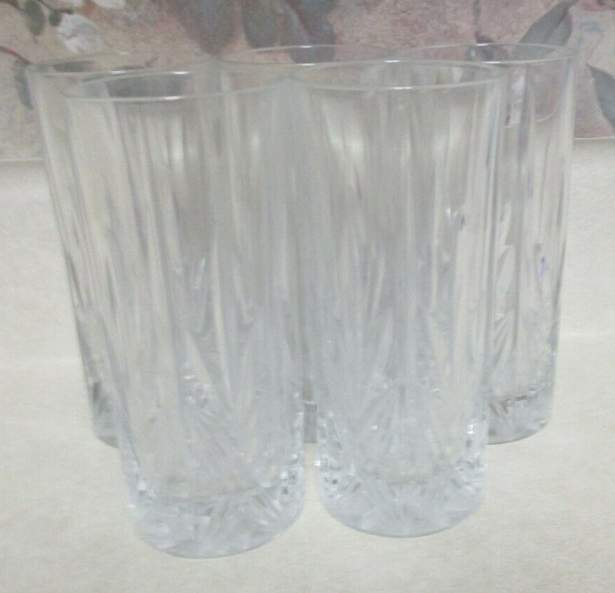 Set of 5 Godinger Milano Pattern Crystal Highball Glasses 5 7/8" Tall 2 ...