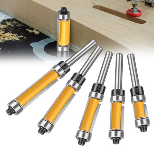 5Pcs 1-1/2" 1/4" Shank Flush Trim Top Bottom Bearing Router Bit ...