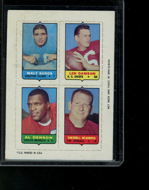 1969 Topps Mini-Cards (4-in-1) Walt Suggs Len Dawson Al Denson Sherrill ...