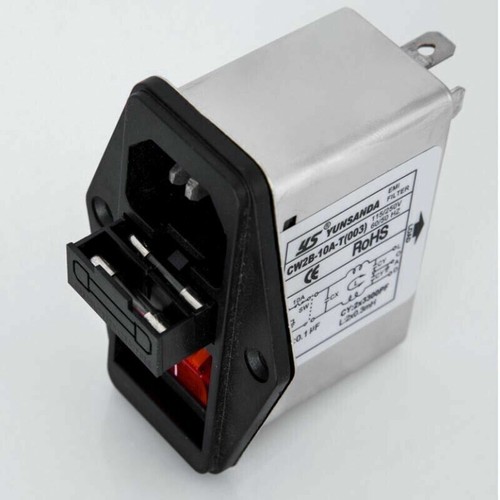 EMI Single-phase AC Power Filter Socket 220V Red with LED Light CW2B ...