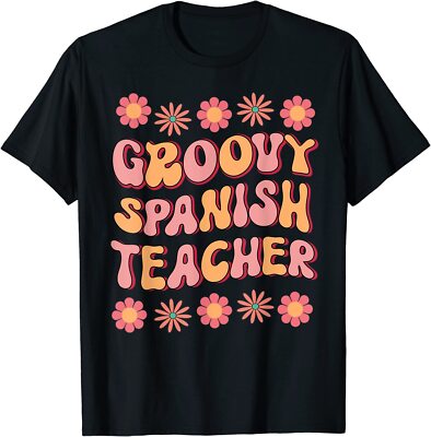 Groovy Spanish Teacher T-Shirt Retro Colorful Back To School Woman Gift ...