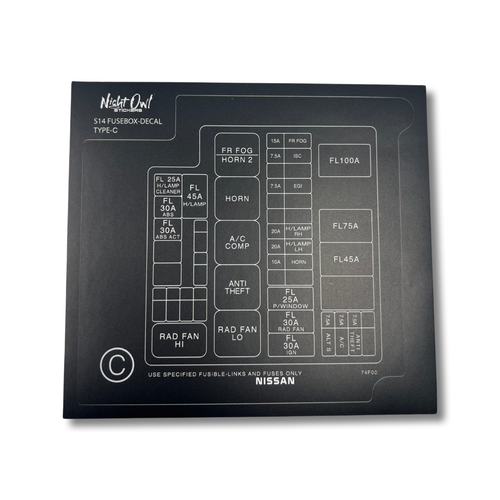 Nissan 240sx Silvia S14 Fuse Box Cover Decal Label etched style (Type-C ...