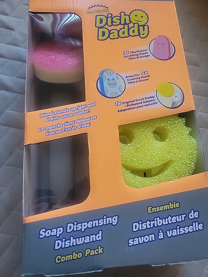 Scrub Daddy Dish Daddy, Soap Dispensing Dish Wand Sponge Combo Pack ...