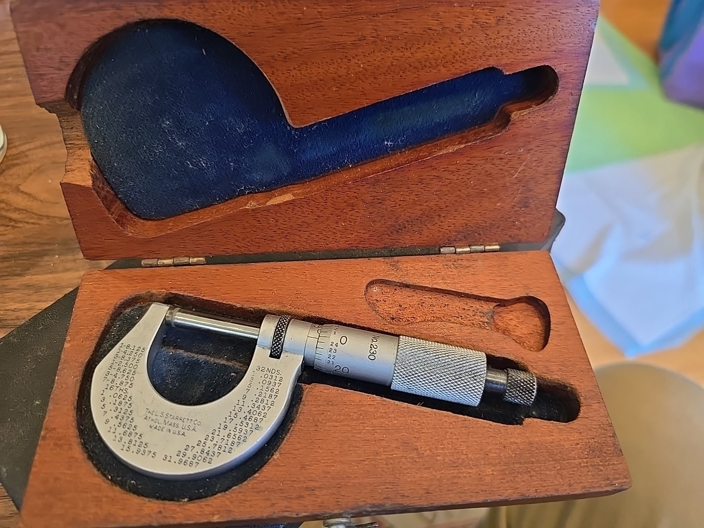 Vintage Starrett 230 1” Outside Micrometer w/ Wood Case .0001 ...