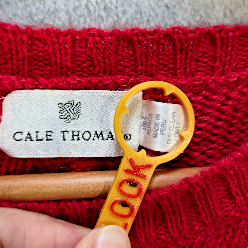 Cale Thomas 100% Alpaca Red Knitted Crew Neck Cable Sweater Size Large | eBay