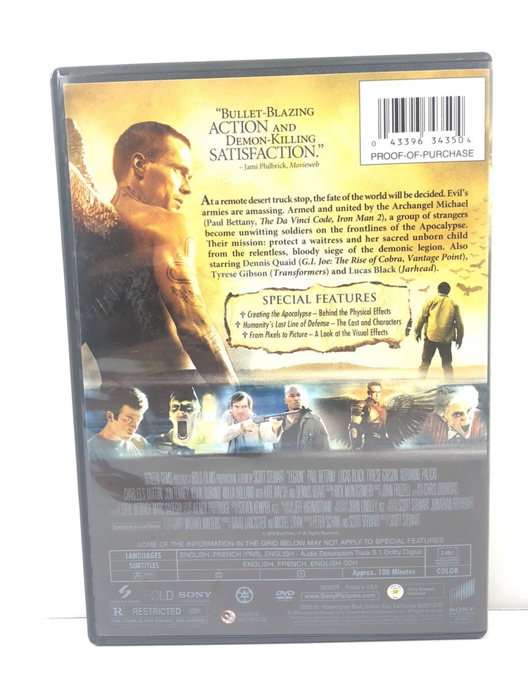 USED DVD Movie Legion Film Dennis Quaid Paul Bettany Sony Pictures 1260 ...